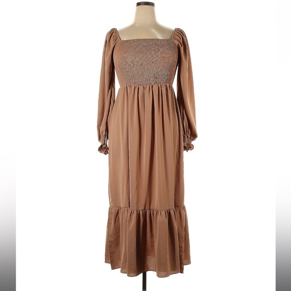 SHEIN | Dresses | New Long Lightweight Flowy Dress With Ruffle Sleeves ...